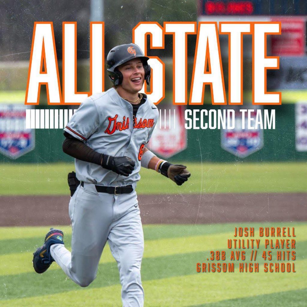 2025 All State 2nd Team – Josh Burrell – Grissom Tigers Baseball